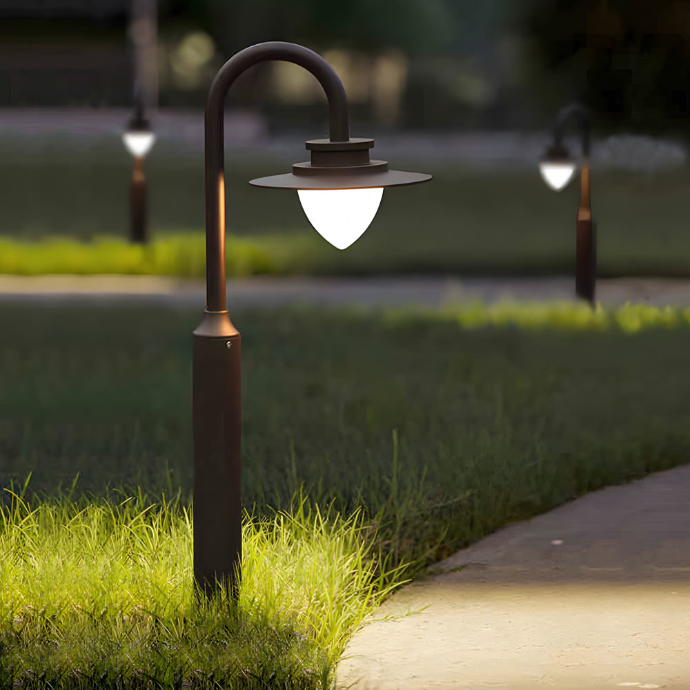 Minimalist Nordic Arc Arm LED Lawn Lamp Durable Outdoor Post Lighting ...