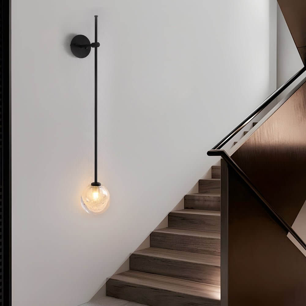 1-Light Glass Bubble Globe Slim Wall Light - Dazuma