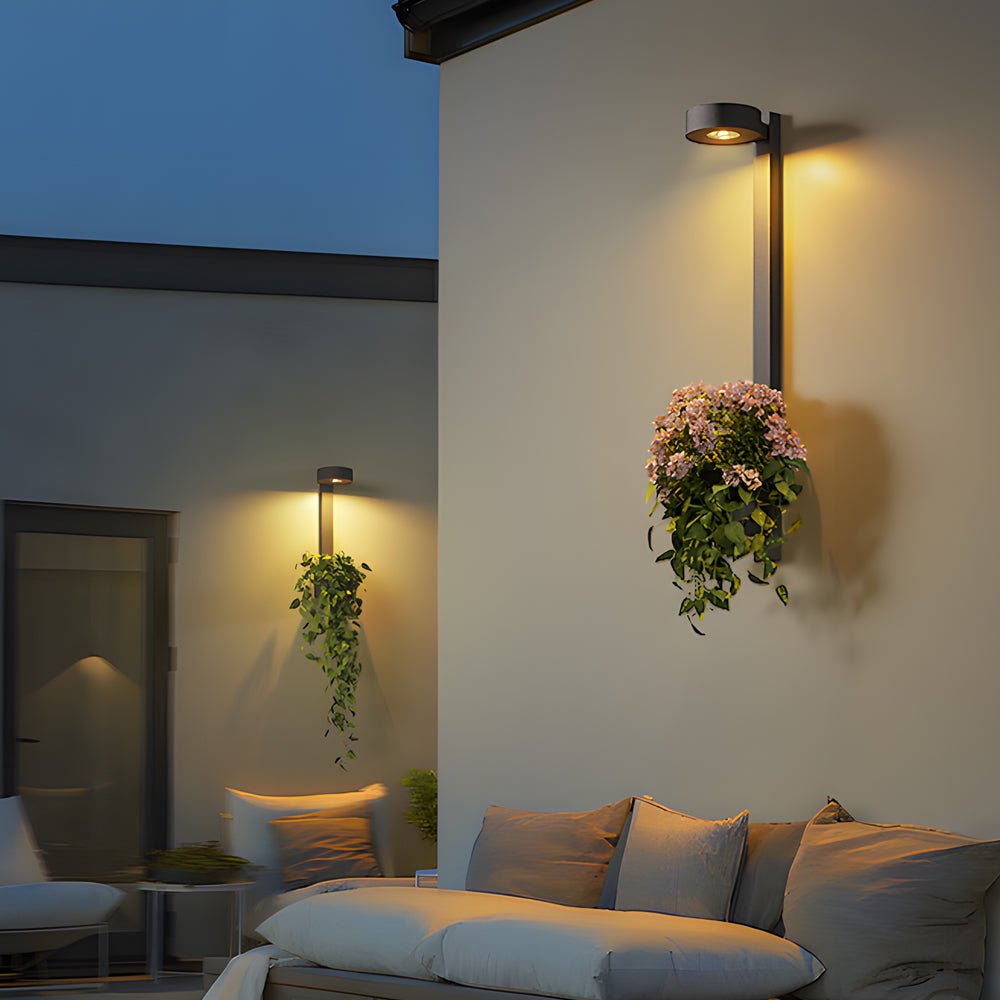 1-Light Solar Wall Mounted Plant Stand Outdoor Wall Light with Planter ...