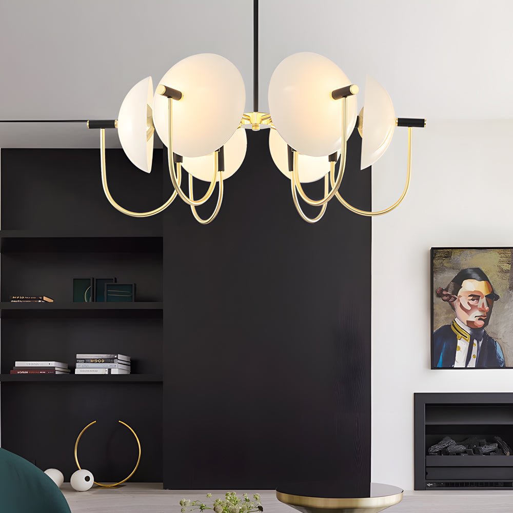 1/3/6 Heads Semicircular Opal Glass Dome Chandelier Aperture Pendant ...