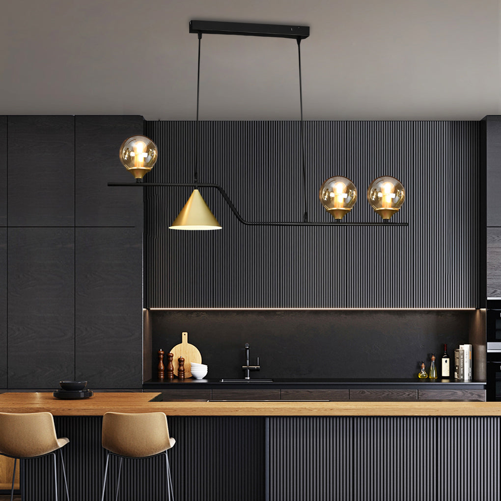 Strip Cone Glass Bubbles LED Iron Electroplating Nordic Chandelier - Dazuma