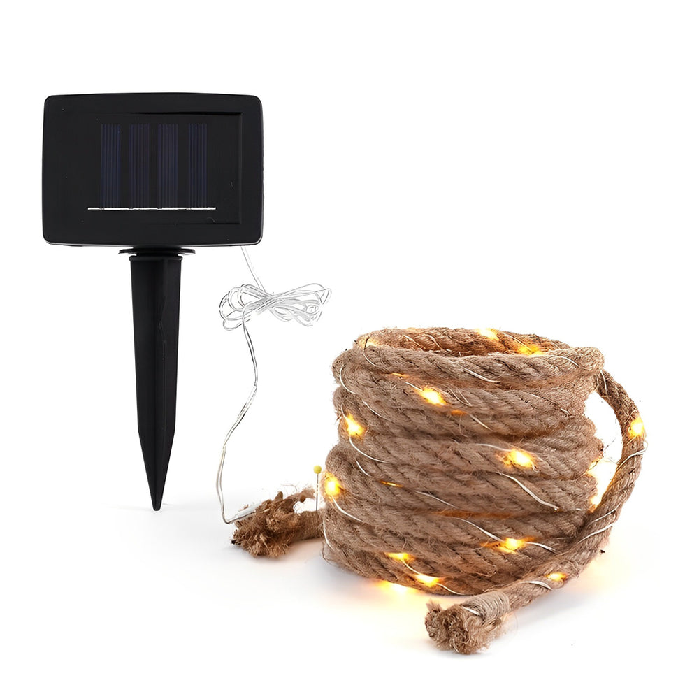 Hemp Rope Light Solar LED String Holiday Decor Lights – Dazuma