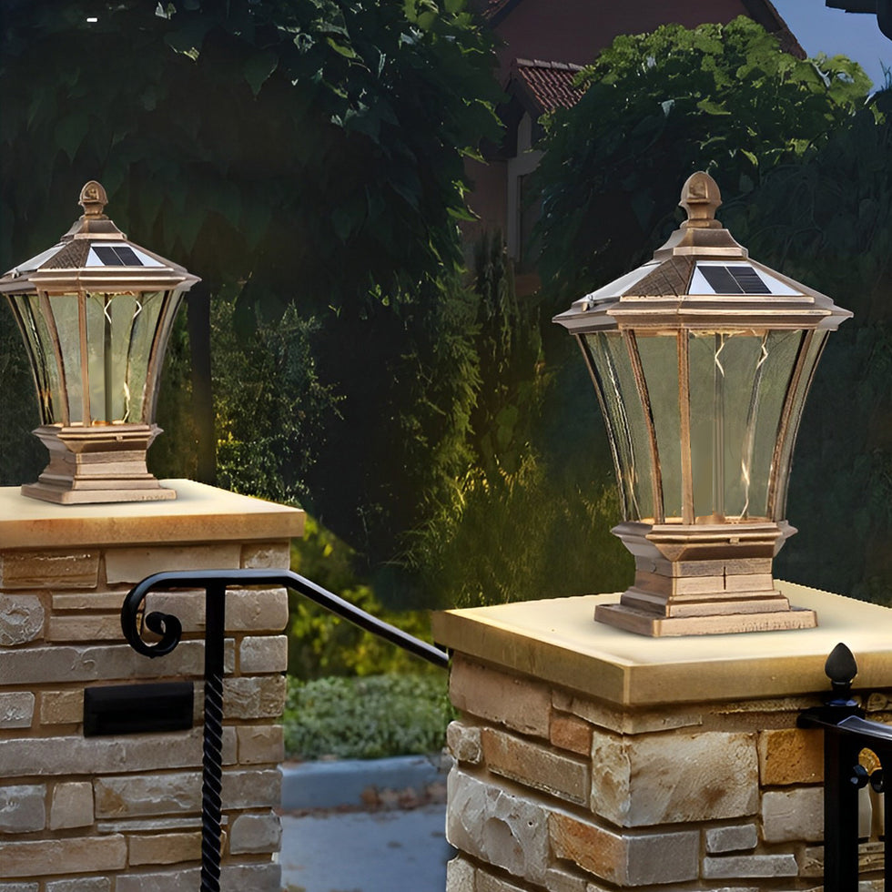 Vintage Waterproof LED Retro Solar Fence Post Lights With Remote ...