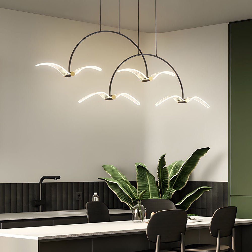 2/4-Light Modern LED Acrylic Seagull Linear Chandelier for Dining - Dazuma