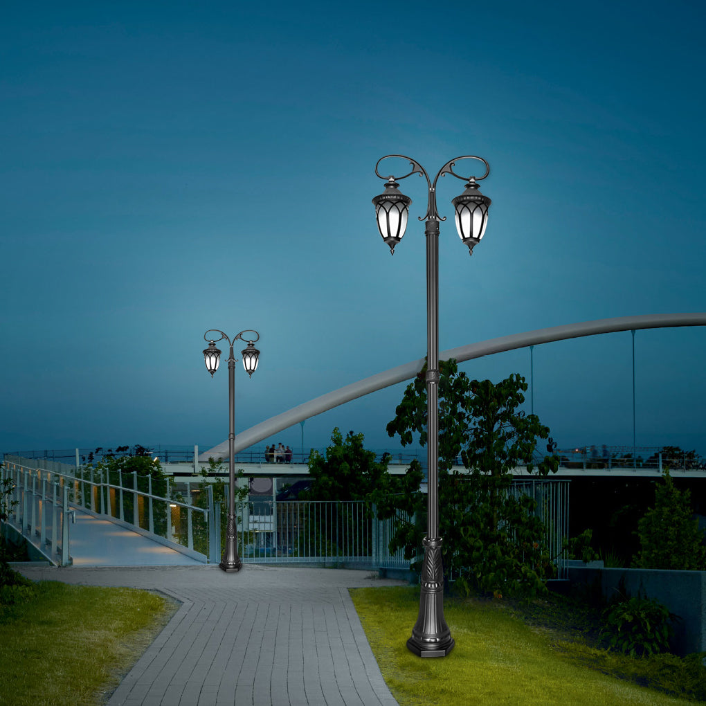 2 Head 118'' Aluminum Waterproof LED Black European Style Street Lights ...