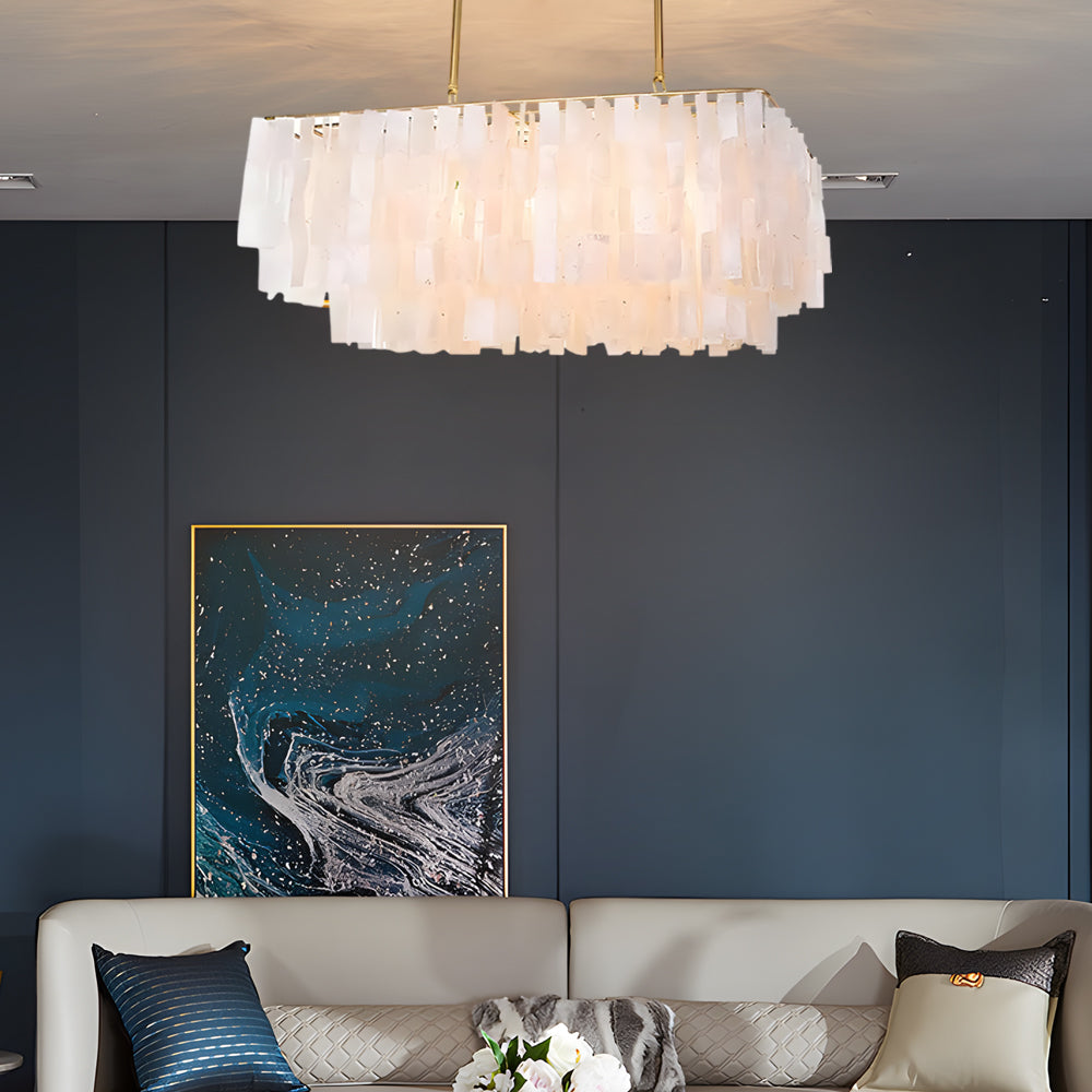 Traditional Classic Metal Capiz Shell Chandelier 3 Bulbs - Dazuma
