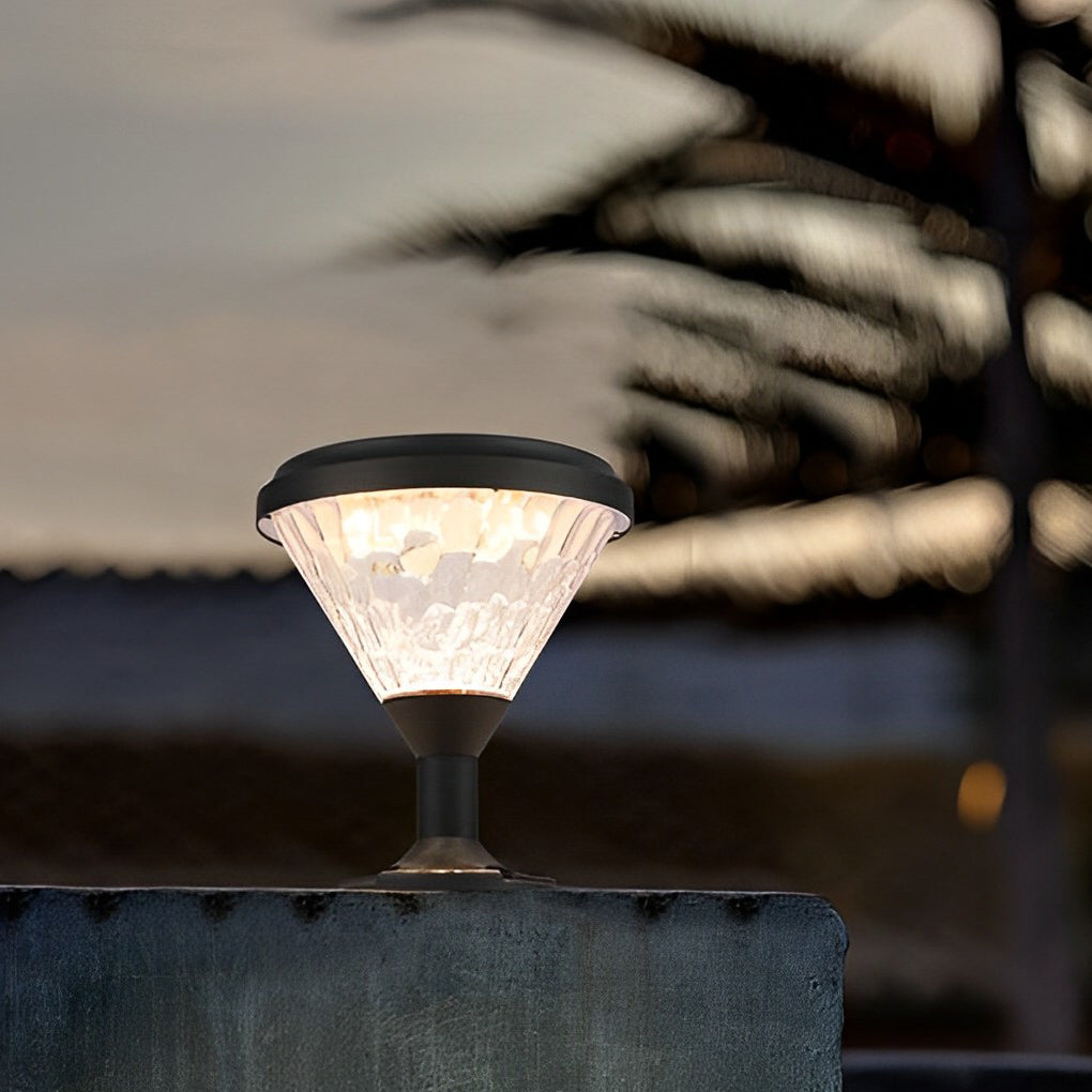 Round Waterproof Colorful Gradient Modern Solar Fence Post Lights - Dazuma