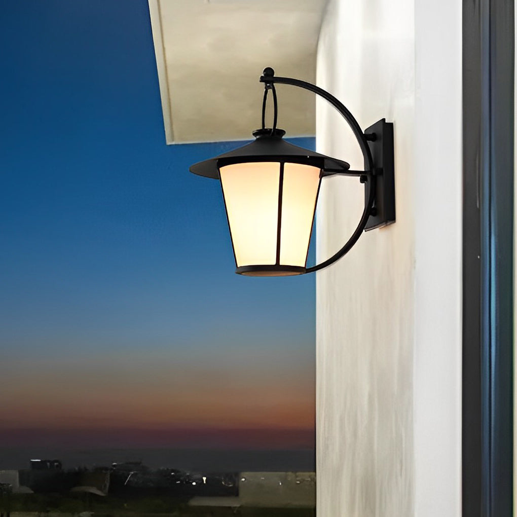 1-Light 13 In. Vintage White Opal Frosted Glass Black Outdoor Wall ...