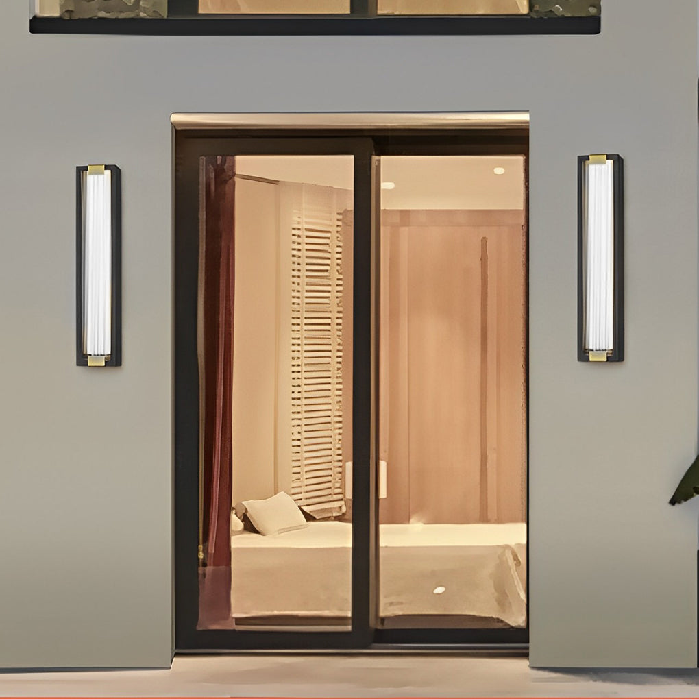 Rectangular Waterproof LED Black Modern Porch Lights Wall Sconces - Dazuma