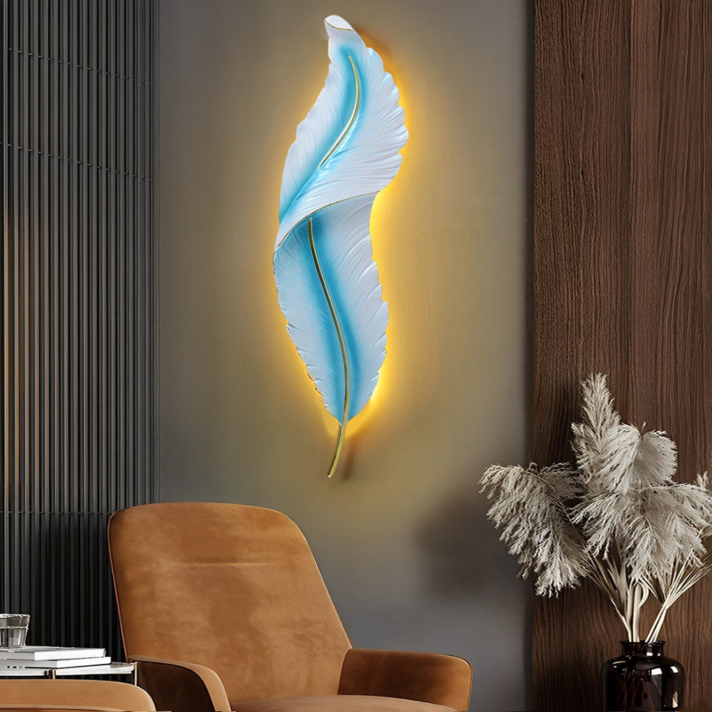 Creative Feather Wall Light LED White Luxury Modern Wall Sconce Lamp ...