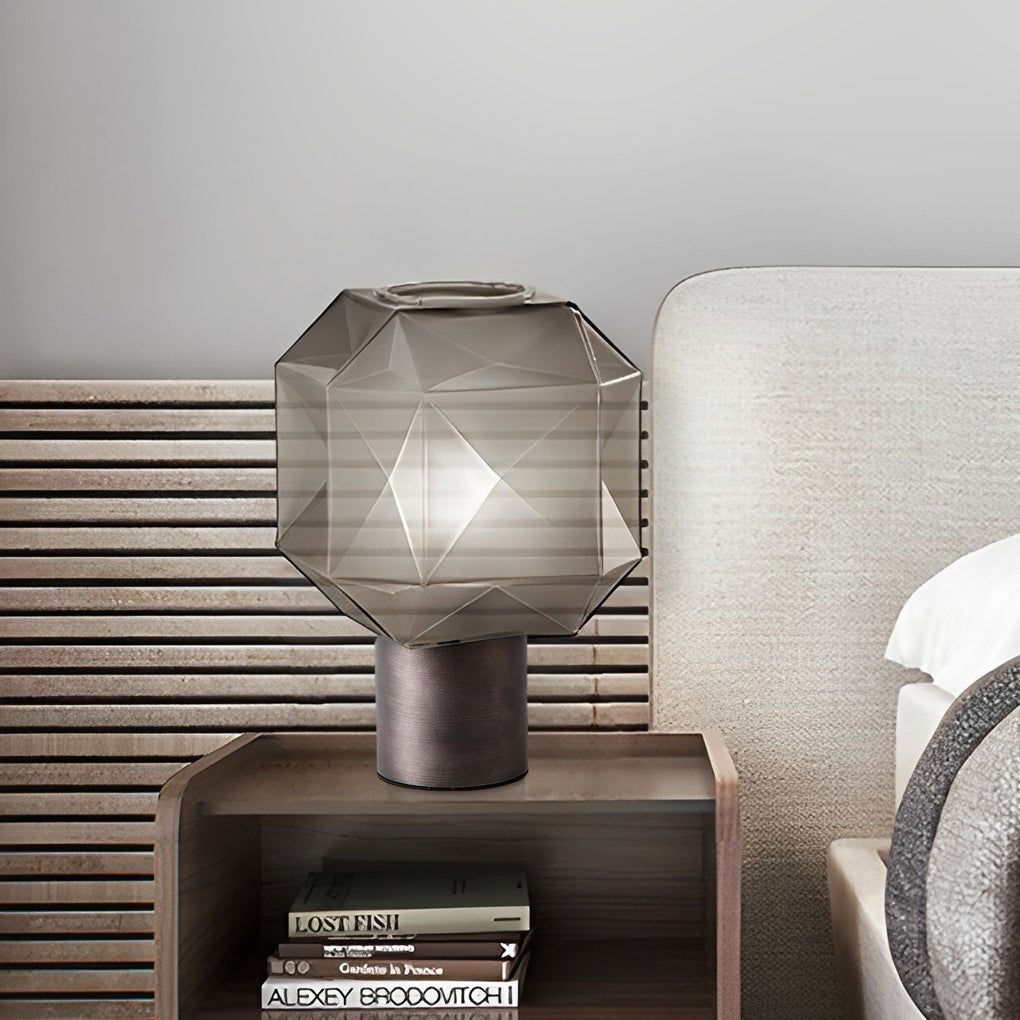 1-Light Cylinder and Cubo Smoke Glass Orb Modern Table Lamp - Dazuma
