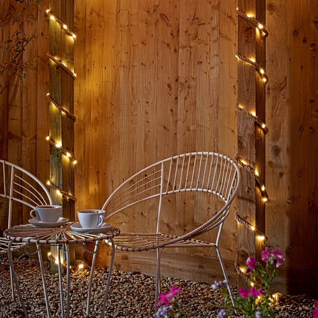 100/200 Lights Hemp Rope Decor Battery-Operated Solar LED String Lights ...