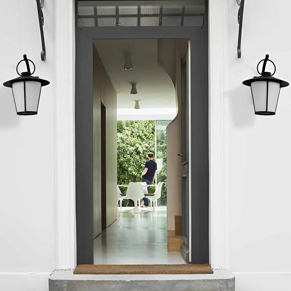 1-Light 13 In. Vintage White Opal Frosted Glass Black Outdoor Wall ...