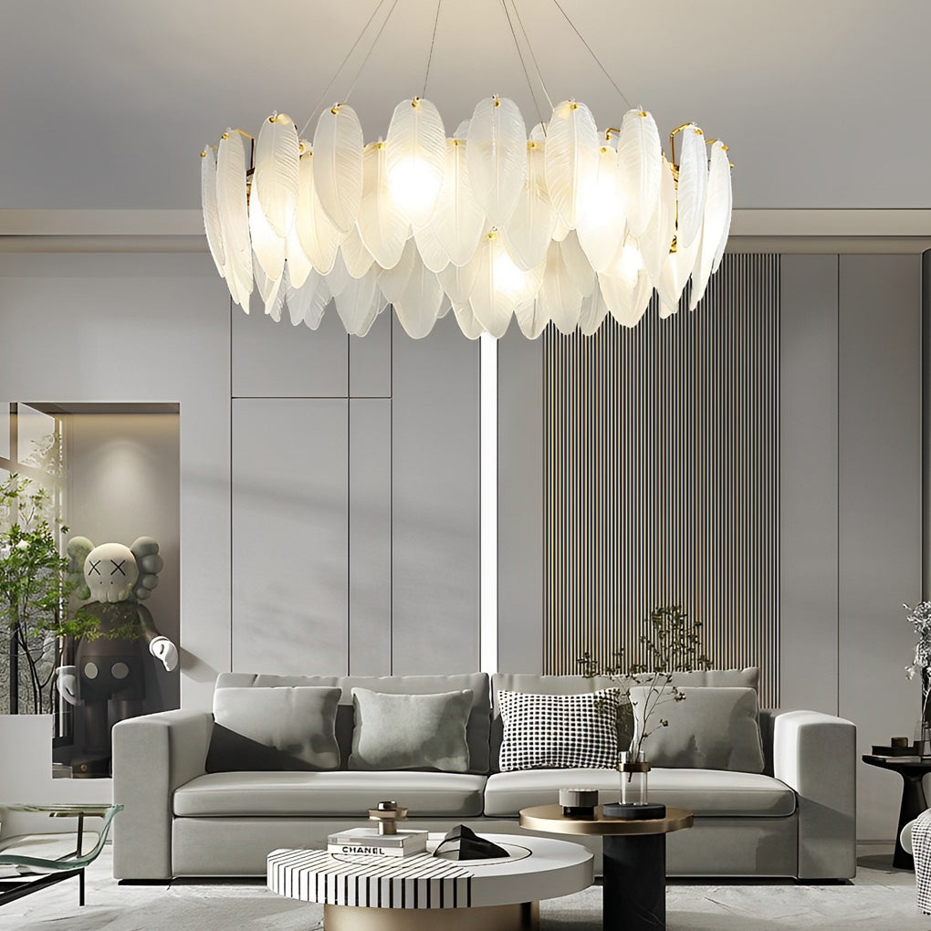 Glass Feathers Three Step Dimming Post-Modern Chandelier Dining Room ...