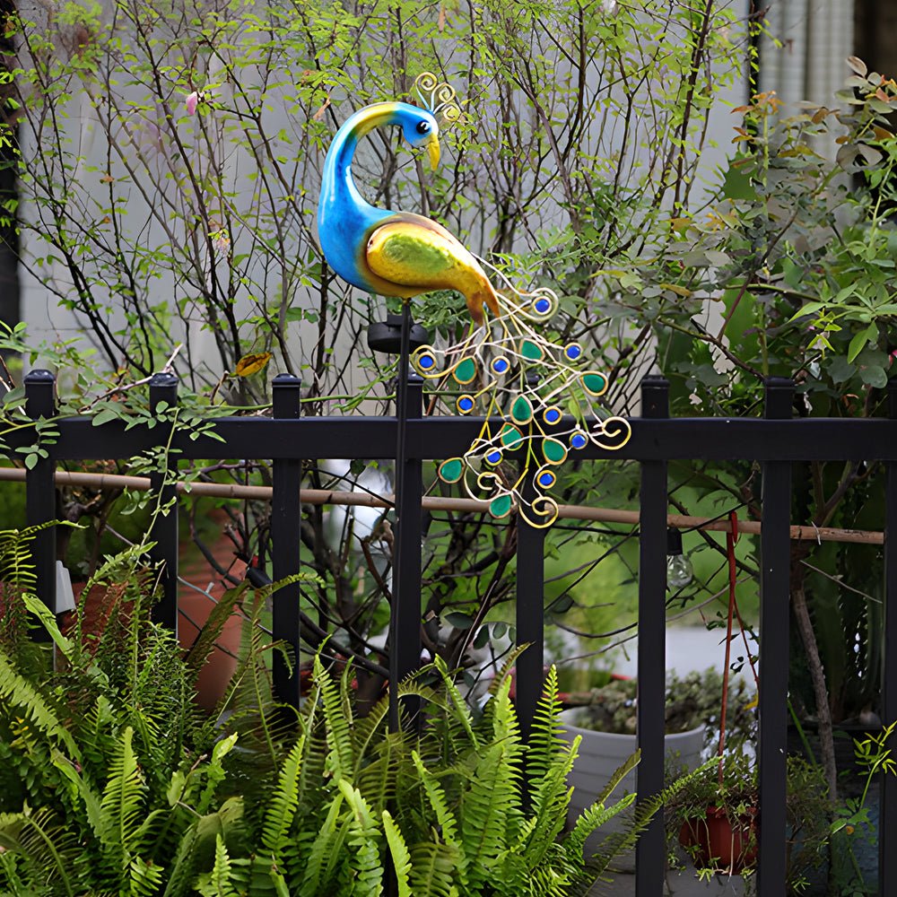 43.7 In. Peacock Solar-Powered Garden Stake - 2-Pack - Dazuma