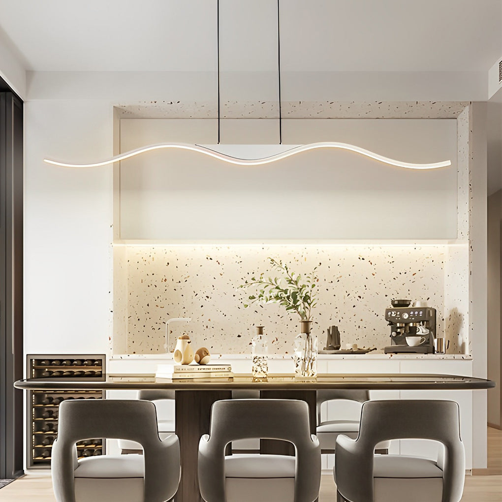 Minimalist Wave Three-Step Dimming Stepless Dimming Modern Chandelier ...