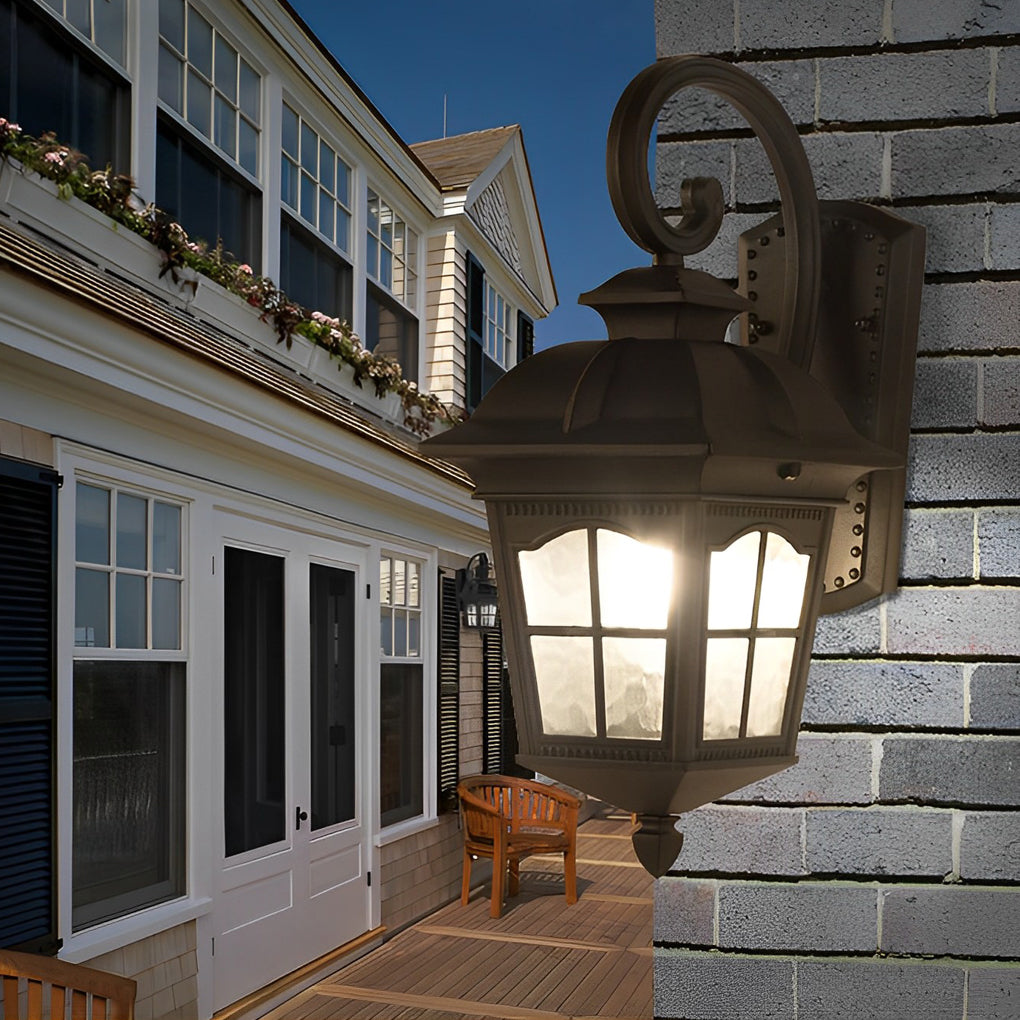 Waterproof Retro Elegant LED Glass European Style Outdoor Wall Lights ...