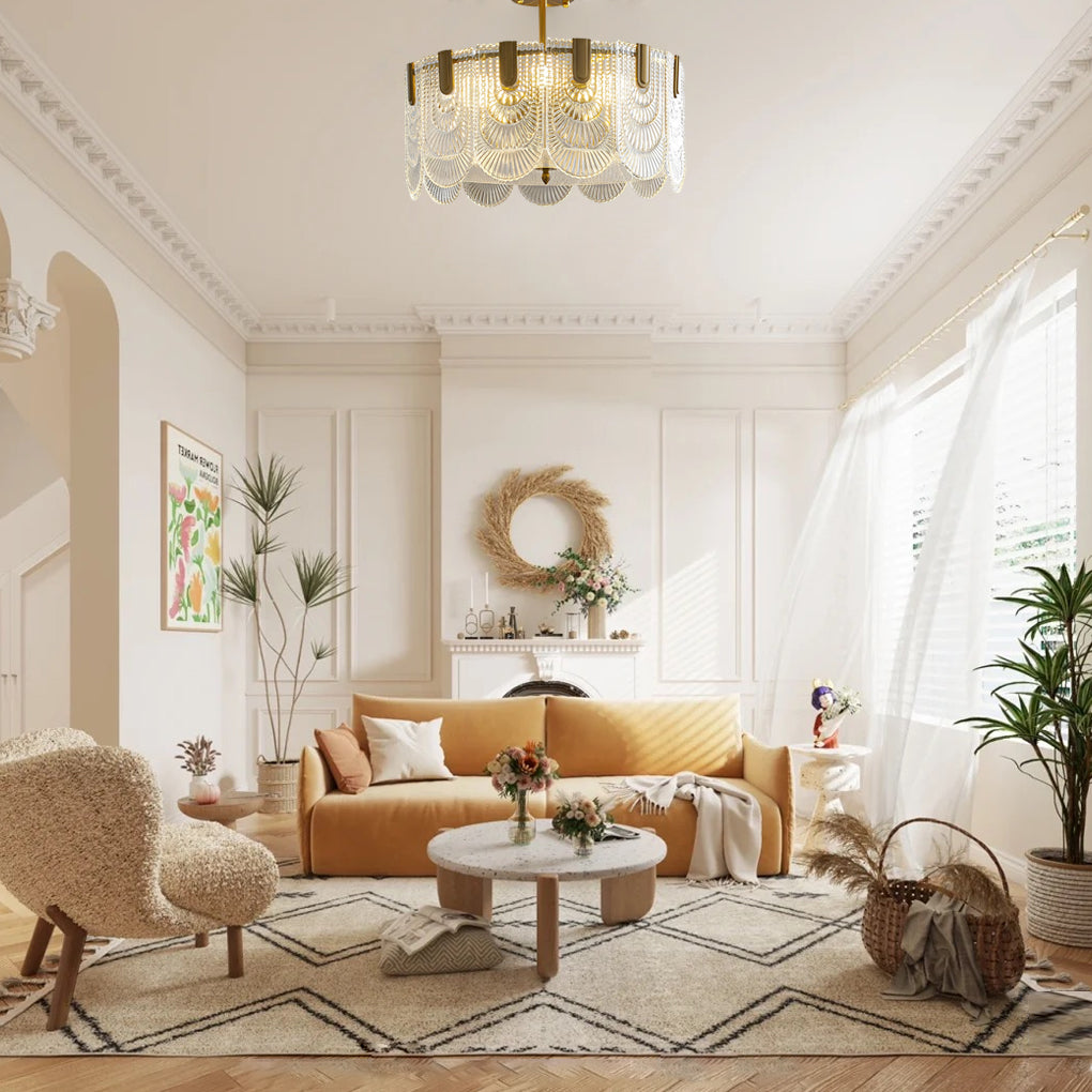 Round French Court Style Glass Three Step Dimming Modern Chandeliers ...