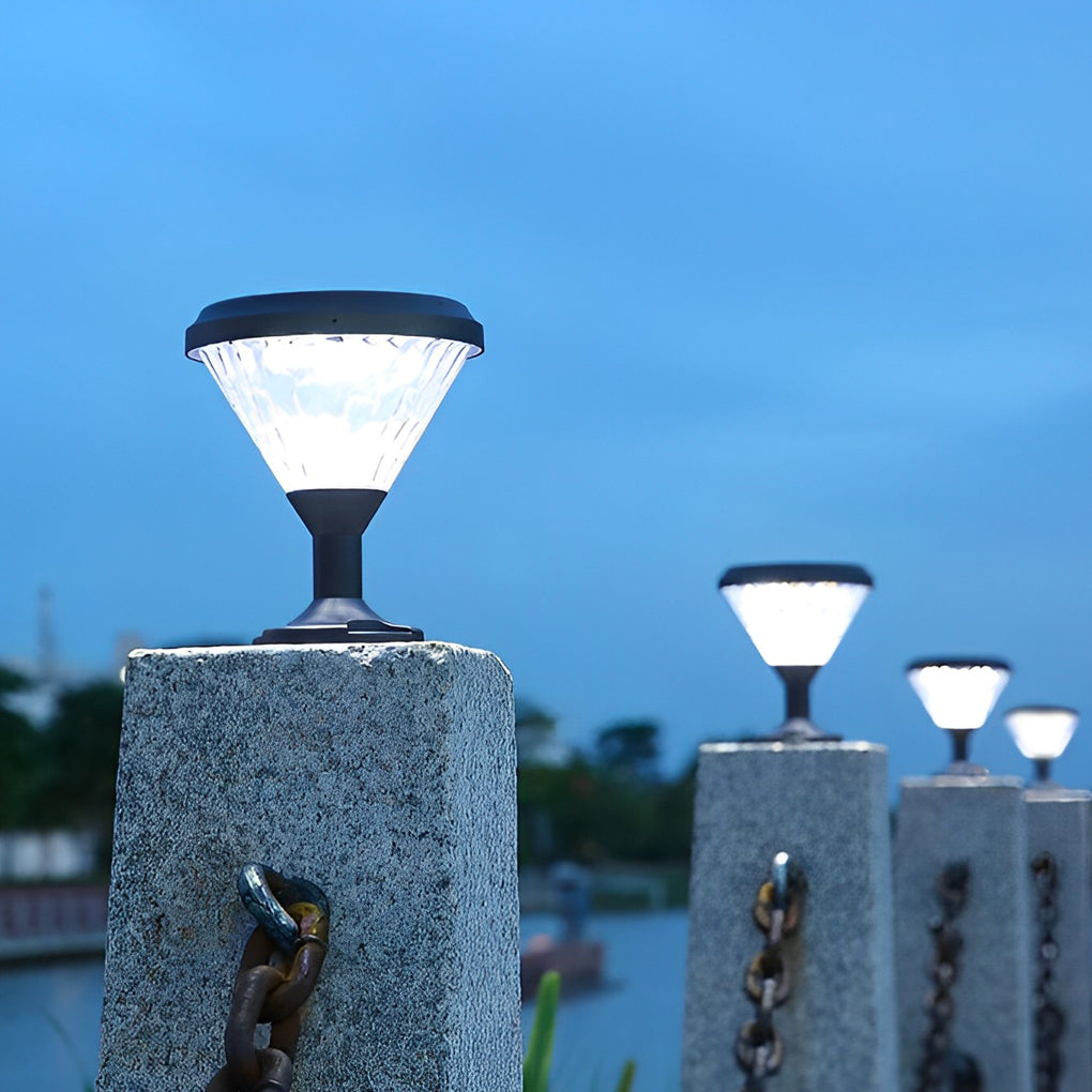 Round Waterproof Colorful Gradient Modern Solar Fence Post Lights - Dazuma