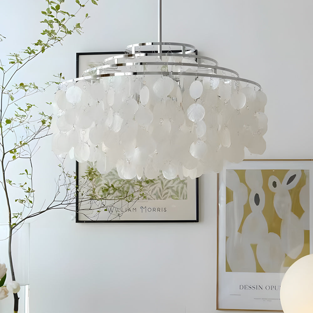 Seashell Discs Chandelier - 39.4'' Chain Length Pendant Lights - Dazuma