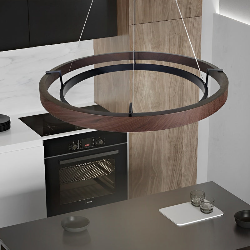 Round Minimalist Three Step Dimming LED Black Modern Chandelier Lights ...