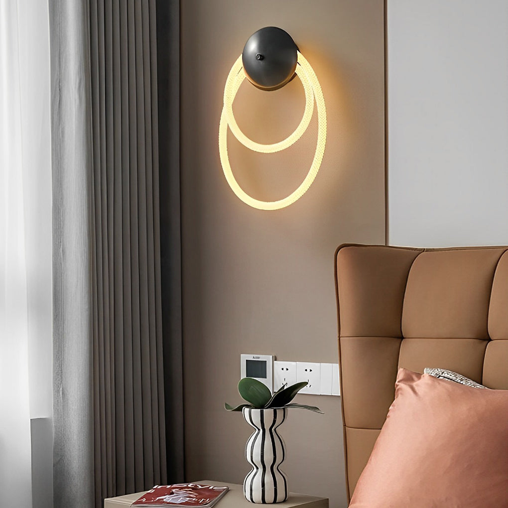 Creative Round Handmade Nylon Weaving LED Black Modern Wall Light ...