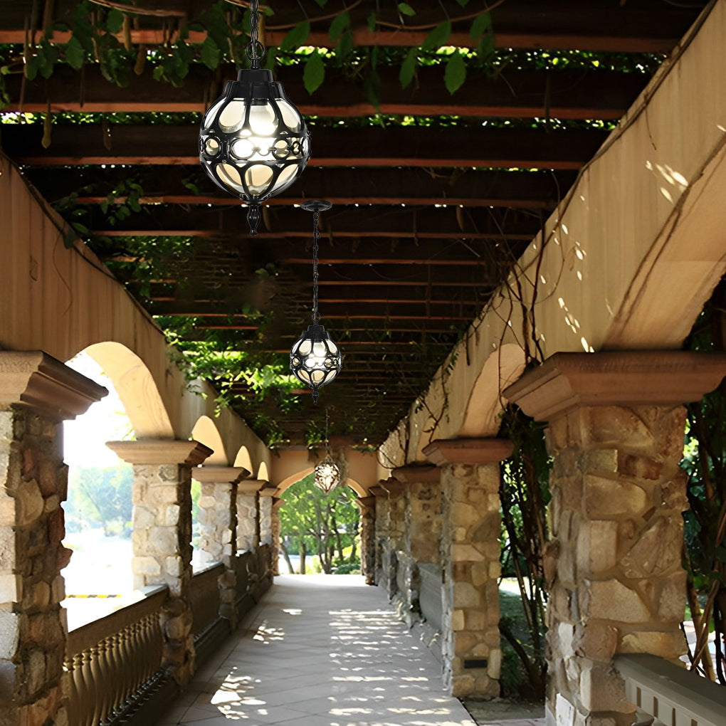 Waterproof Retro Aluminum Glass Ball American Style Outdoor Chandelier ...