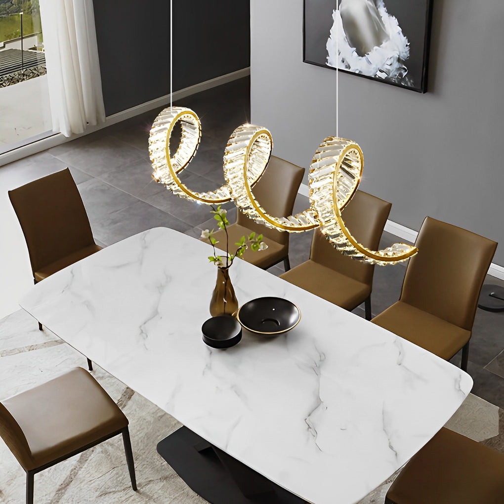 Creative Crystal Waves 3 Step Dimming LED Modern Dining Room ...