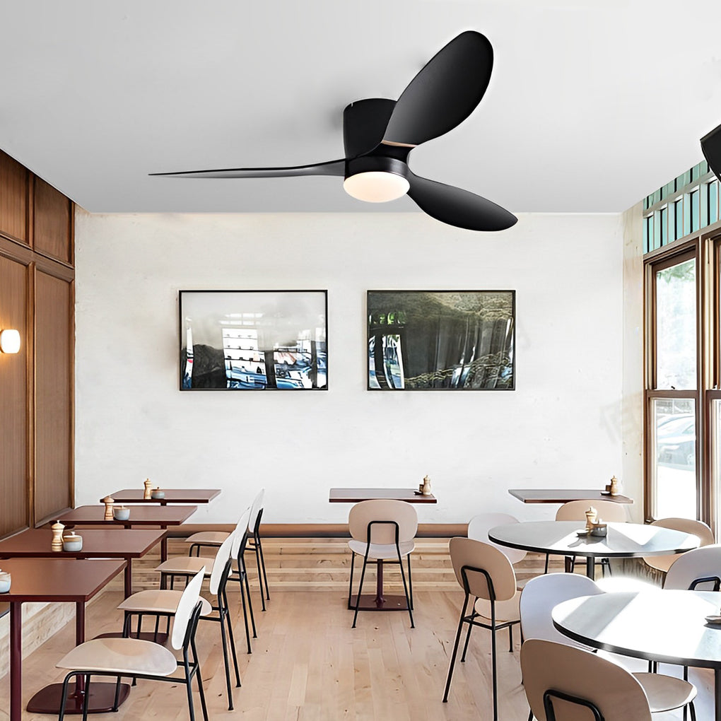 52 Inch 3 Blades Mute LED Dimmable Modern Ceiling Fan Lamp with Remote ...