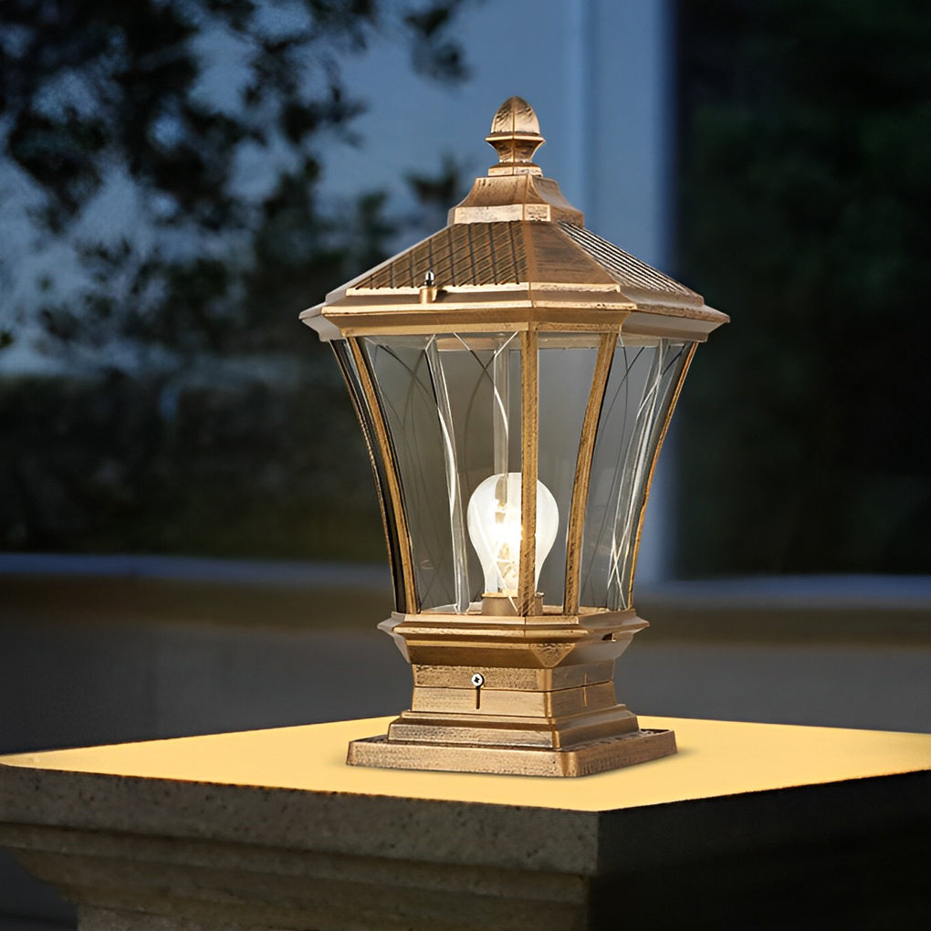 Vintage Waterproof LED Retro Solar Fence Post Lights With Remote ...