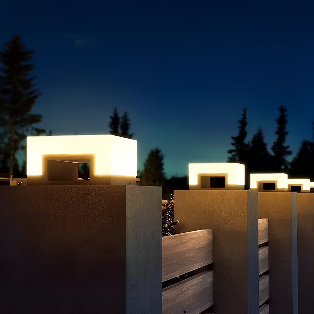 Minimalist Square Waterproof LED Black Modern Solar Post Caps Lights ...