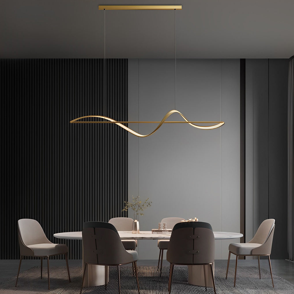 Minimalist Strip Waves Creative LED Copper Modern Dining Room ...