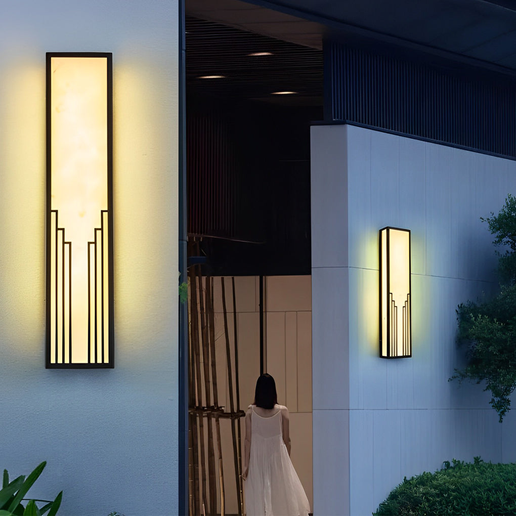 Strip Rectangular Resin Waterproof LED Black Modern Outdoor Wall Light ...