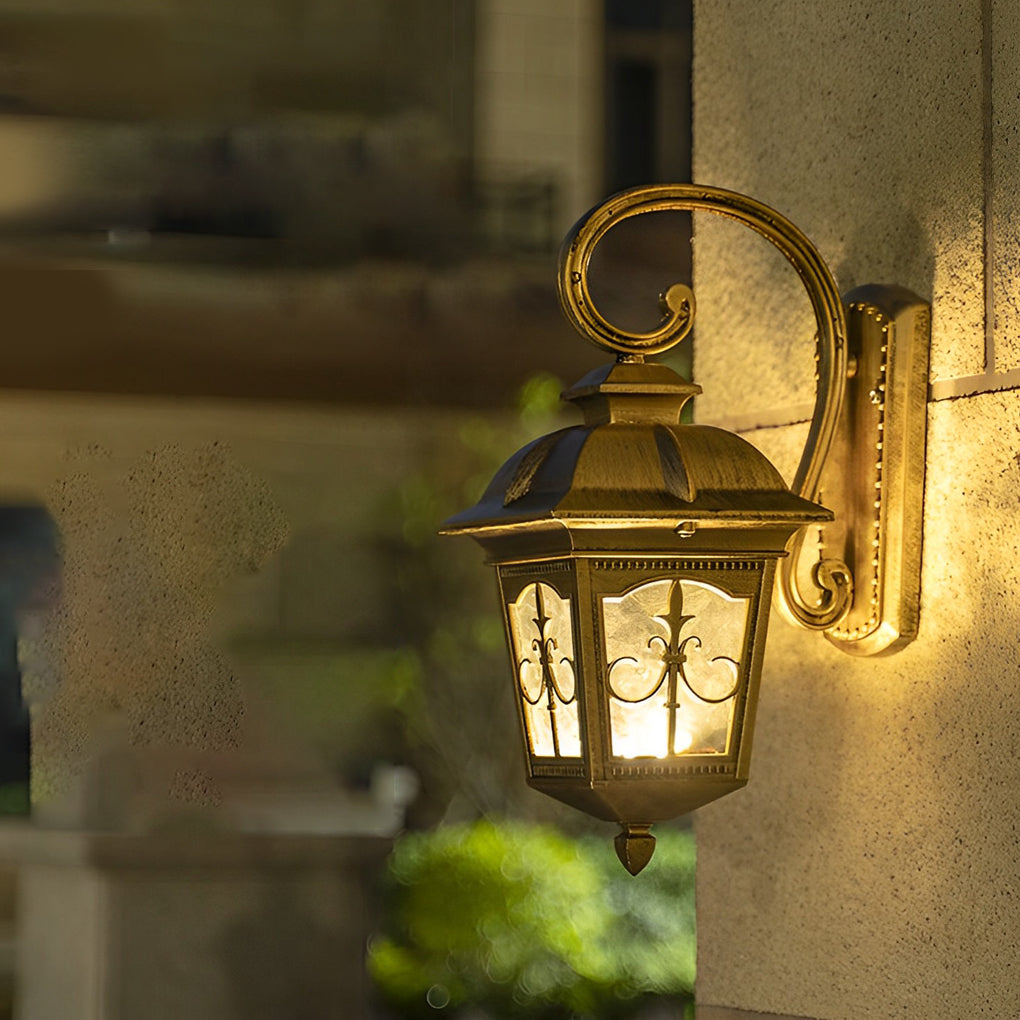 Waterproof Retro Elegant LED Glass European Style Outdoor Wall Lights ...