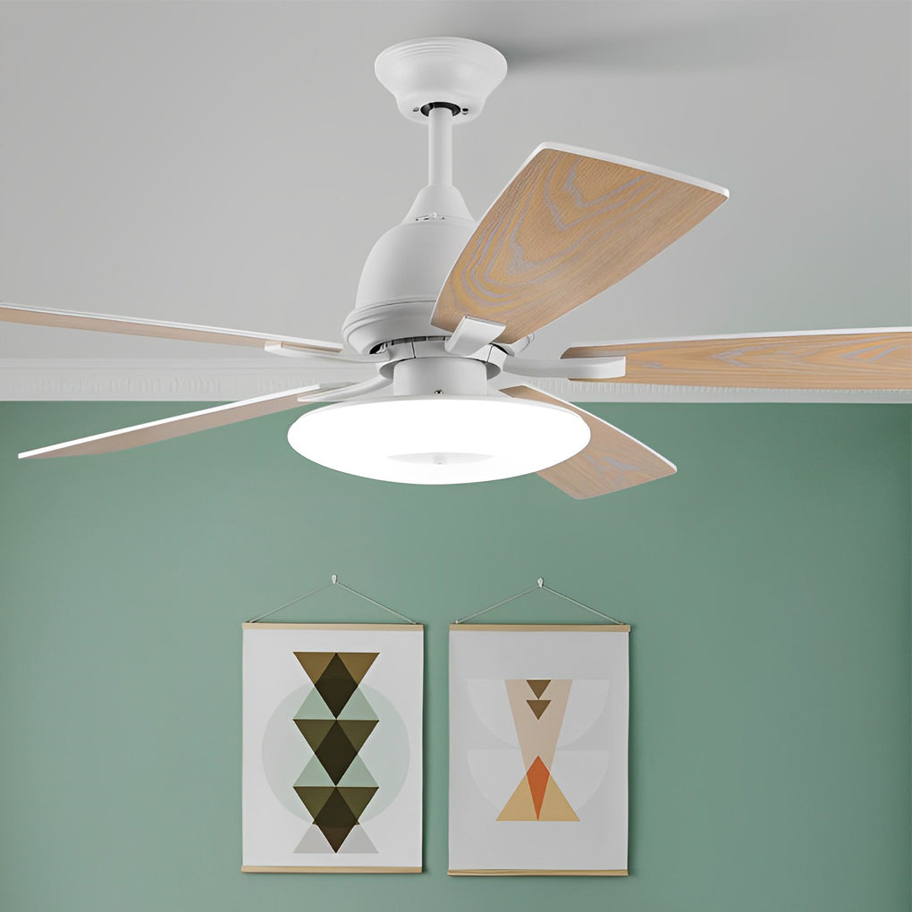 5 Blades Mute Dimmable LED with Remote Creative Nordic Ceiling Fans ...
