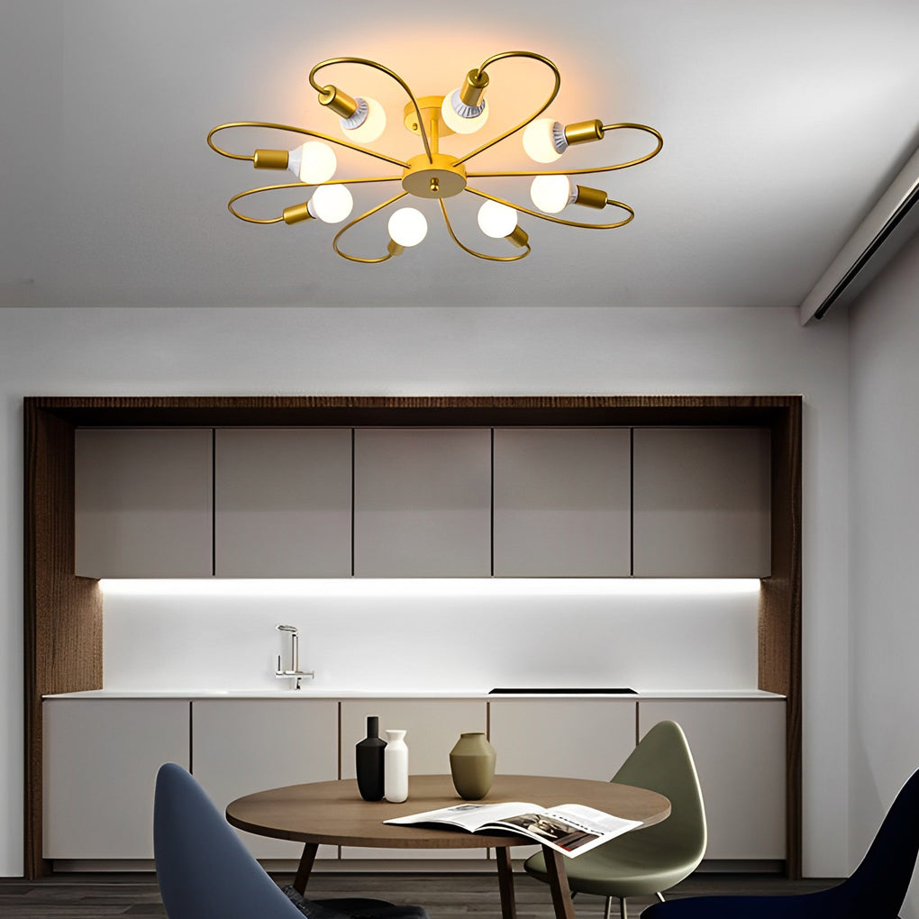 Simple Iron Flower Creative Nordic Bedroom Ceiling Lights Fixture - Dazuma