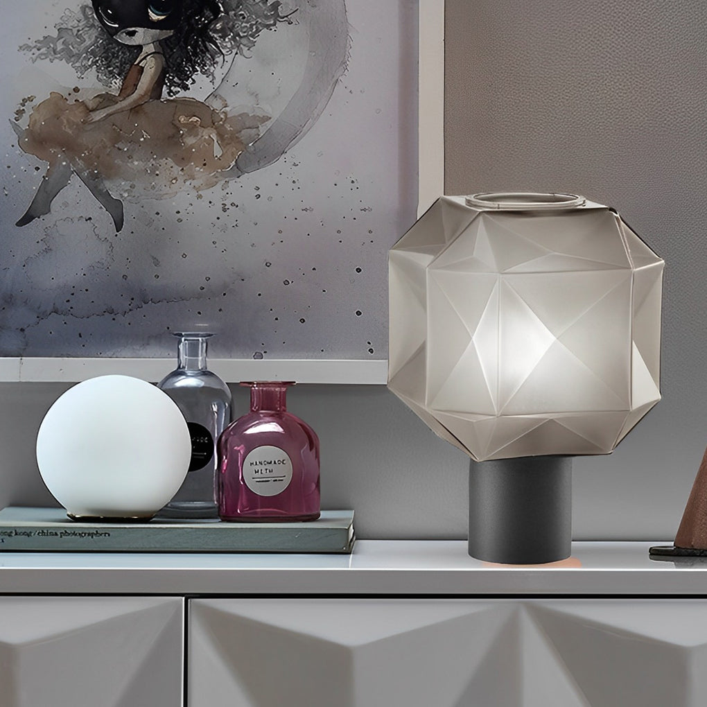 1-Light Cylinder and Cubo Smoke Glass Orb Modern Table Lamp - Dazuma