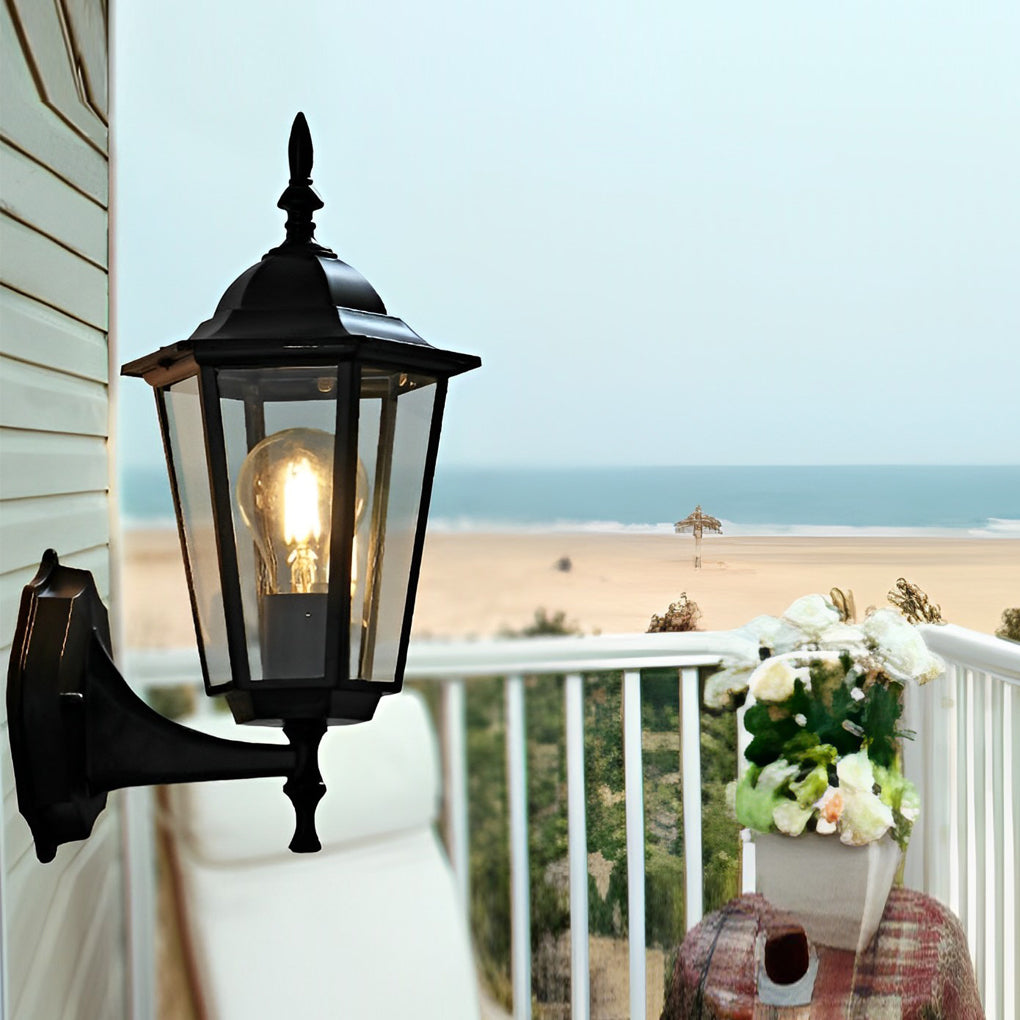 Retro Hexagonal Waterproof European Style Outdoor Wall Lights Wall Lamp ...