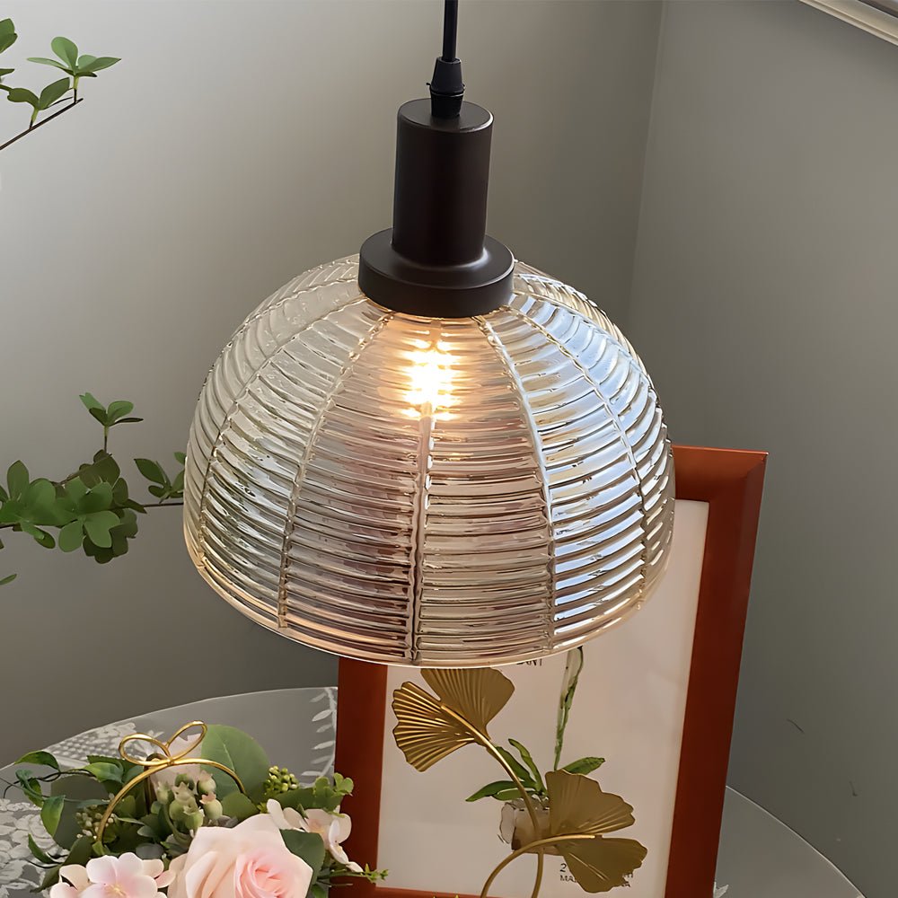 9.44 In. Vintage 1-Light Glass Dome Pendant Light - Dazuma