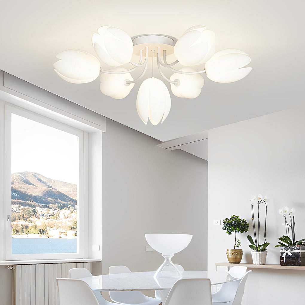 Tulips Flowers G9 14W White Minimalist Ceiling Lights Chandelier - Dazuma