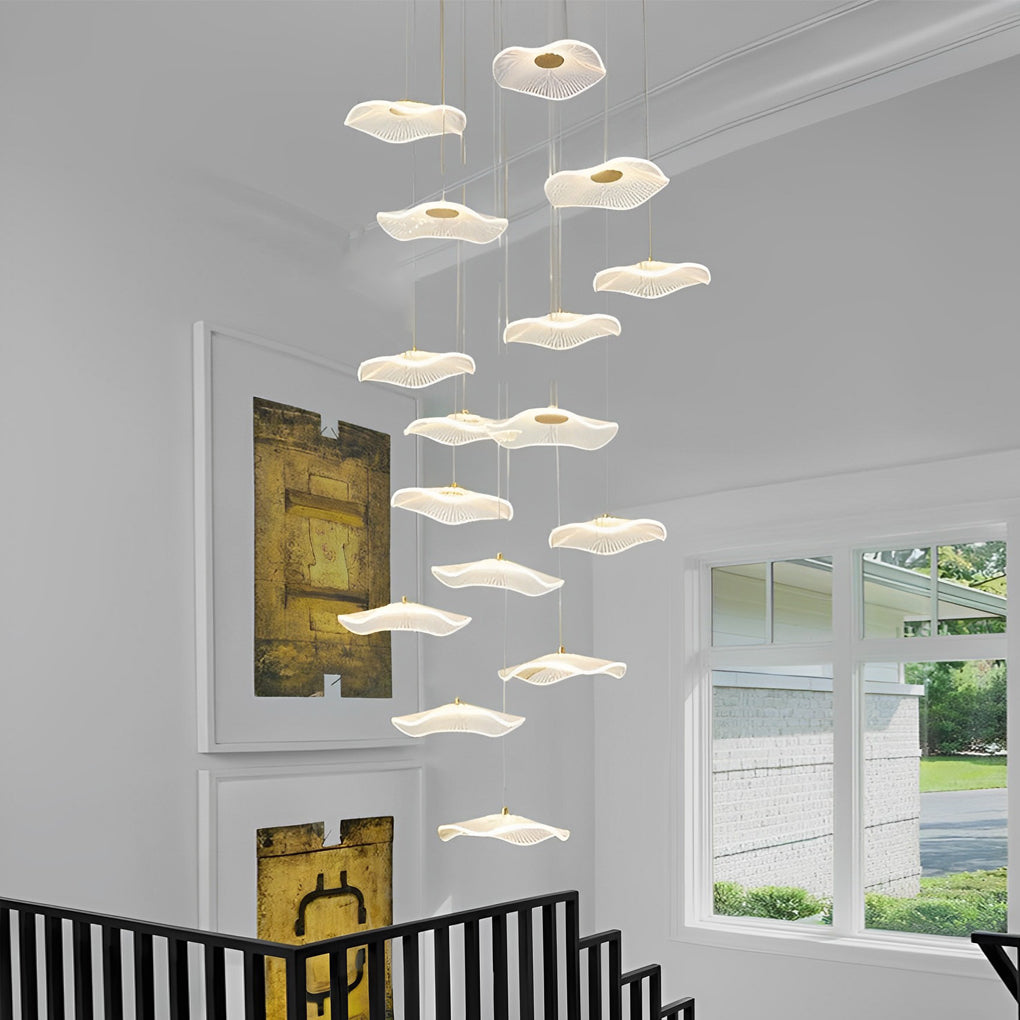 Small Acrylic Lotus Leaves LED Creative Modern Staircase Chandelier ...