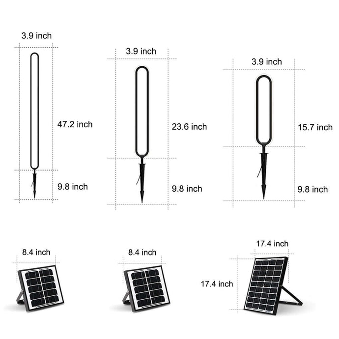 Sleek Black Oval Ring LED Solar Lights Modern Outdoor Minimalist Design ...