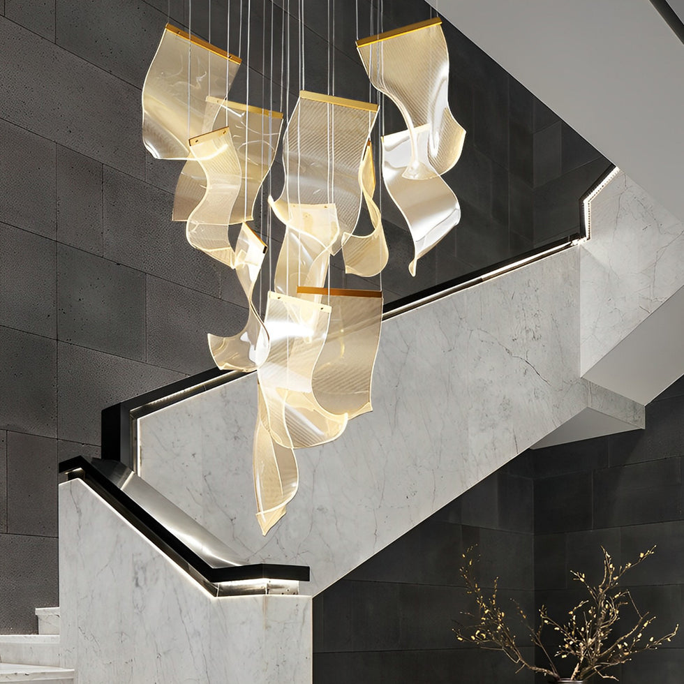 Acrylic Chandeliers - Modern Wavy Clear Pendant Light – Dazuma