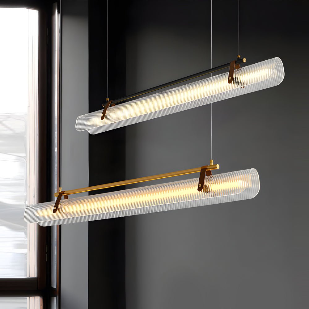Acrylic Nami Linear Pendant Island Light with Adjustable Hanging Length ...