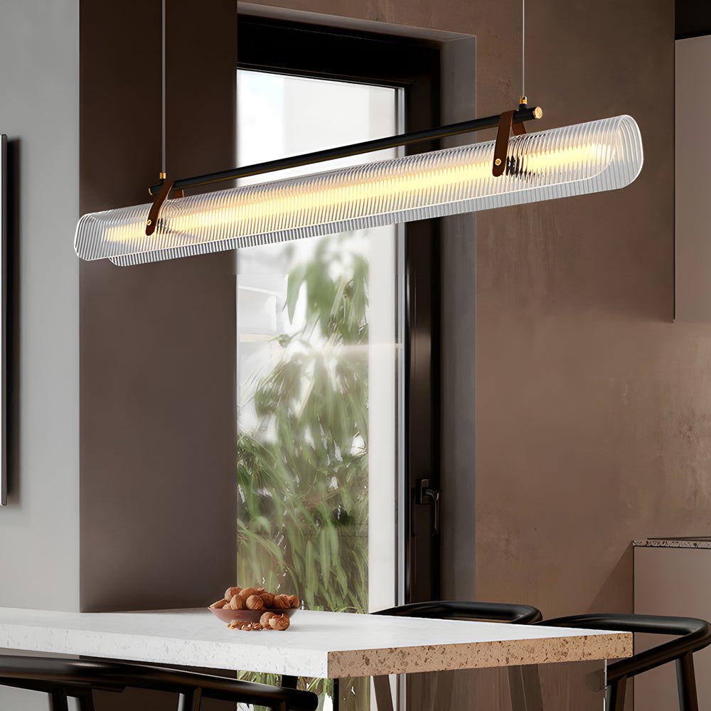 Acrylic Nami Linear Pendant Island Light with Adjustable Hanging Length ...