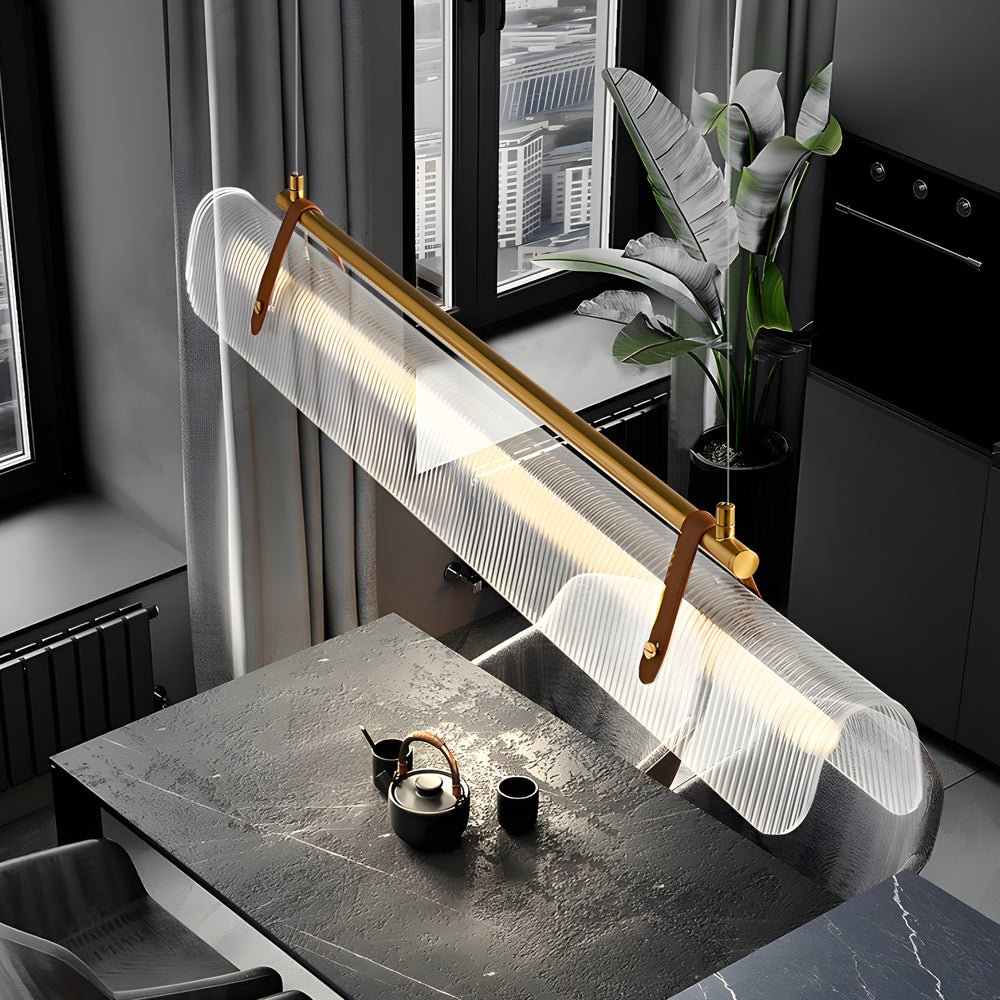 Acrylic Nami Linear Pendant Island Light with Adjustable Hanging Length ...