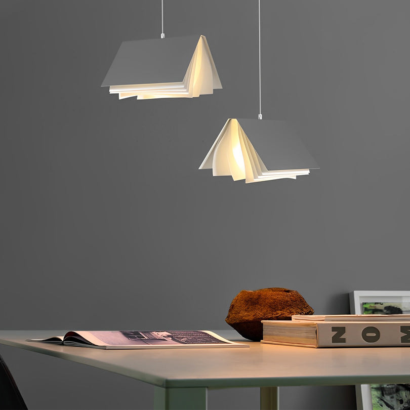 Book Pendant Light Creative White Hanging Lamp – Dazuma