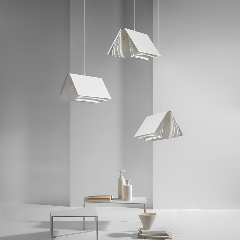 Book Pendant Light Creative White Hanging Lamp – Dazuma
