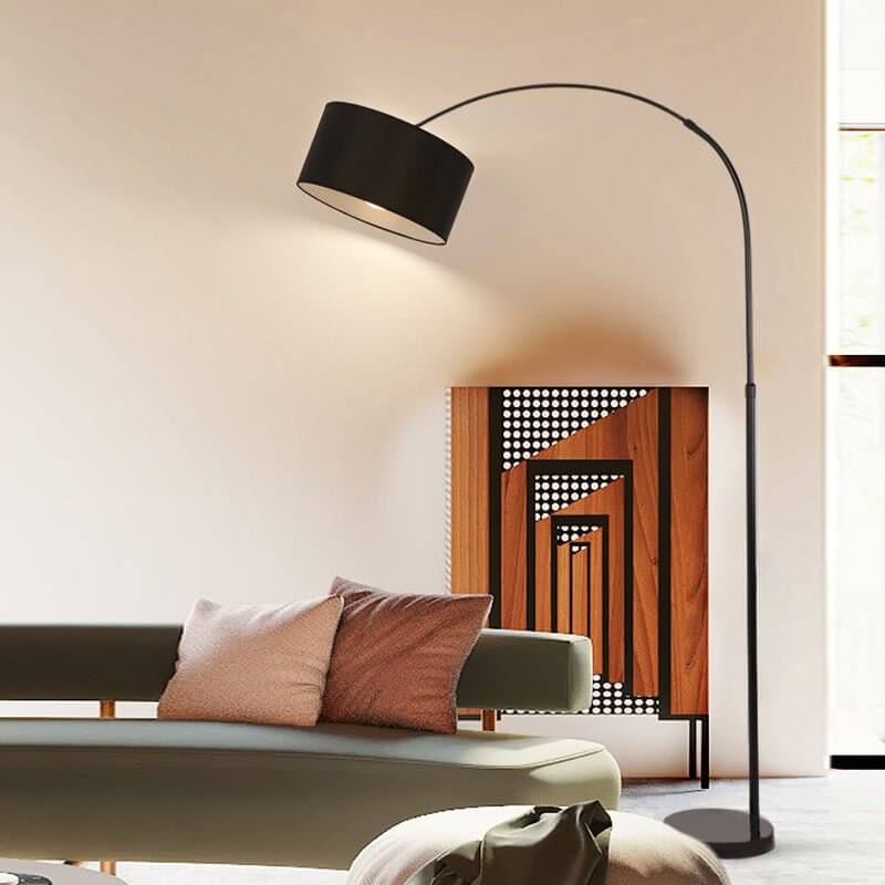 Marble Base and Shaded Adjustable Arc Floor Lamp - Dazuma