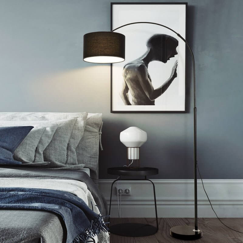Marble Base and Shaded Adjustable Arc Floor Lamp - Dazuma